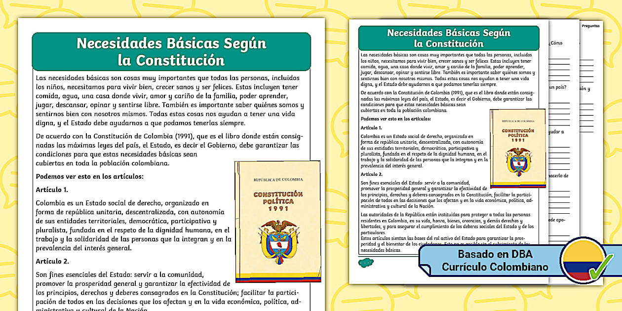 Comprensión de Lectura Necesidades Básicas - La Constitución