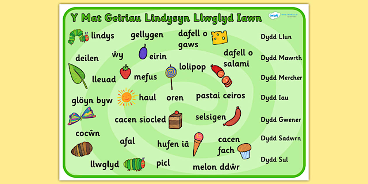 Mat Geiriau ''Y Lindysyn Llwglyd Iawn' (teacher made)
