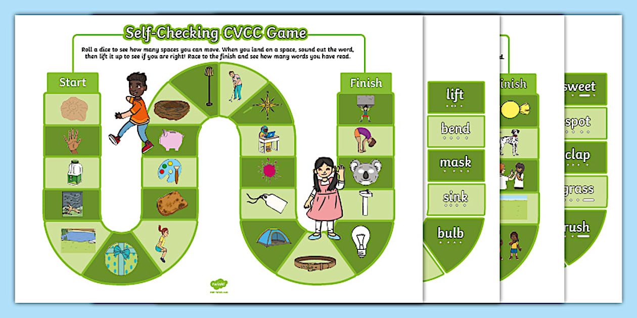 Self-Checking CVCC and CCVC Board Games (Teacher-Made)