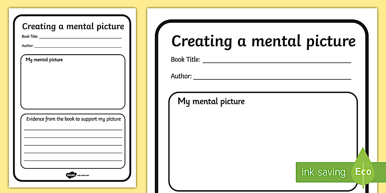 Comprehension Creating A Mental Picture Writing Template