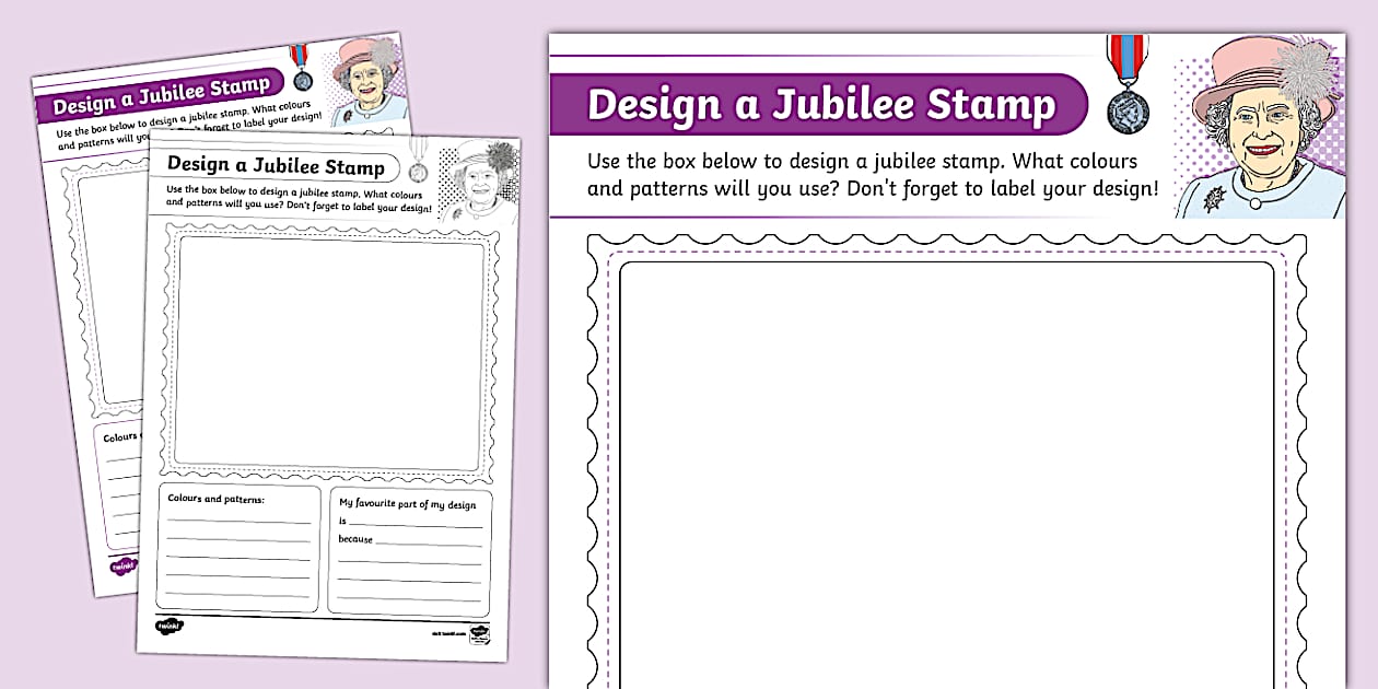 Design a Jubilee Stamp Worksheet | KS1 (teacher made)
