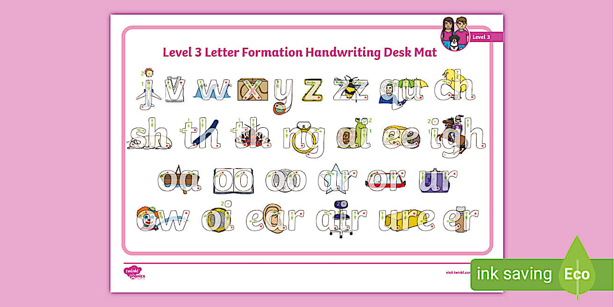 Level 3 Letter Formation Desk Mat - Twinkl Phonics Resources