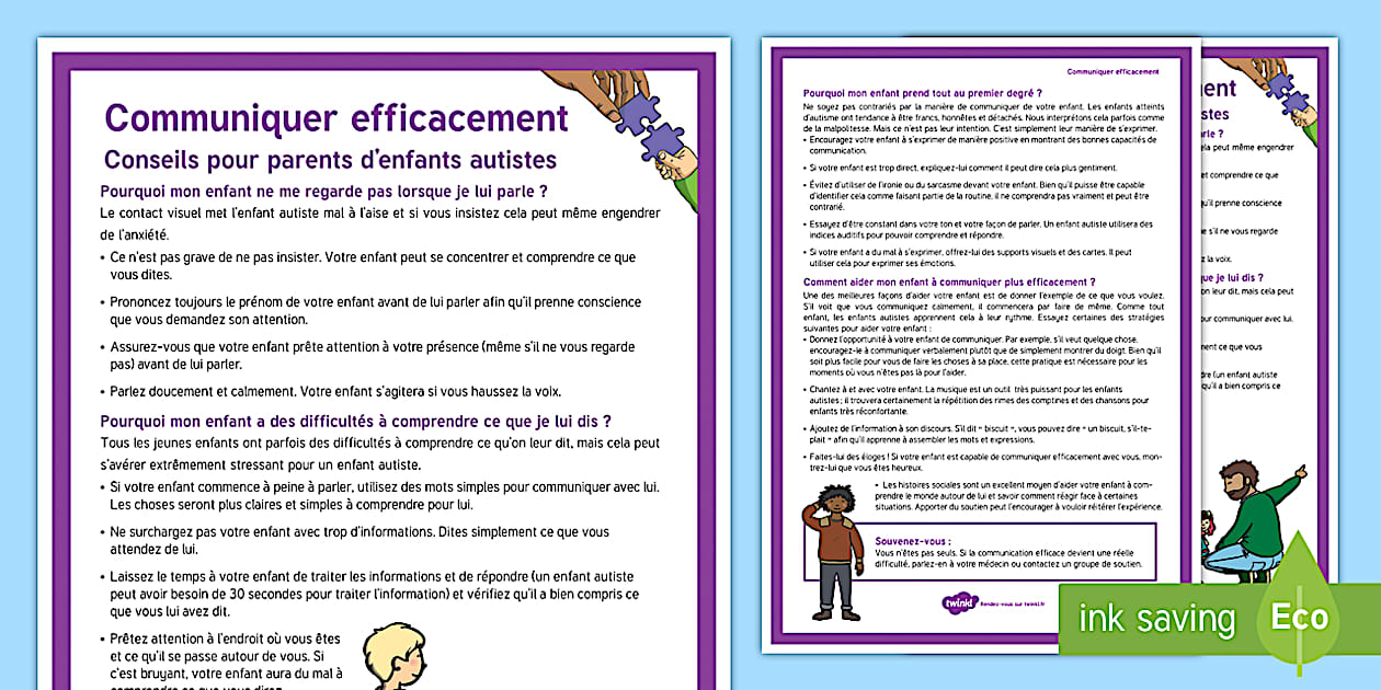 Posters : Communiquer efficacement avec un enfant autiste