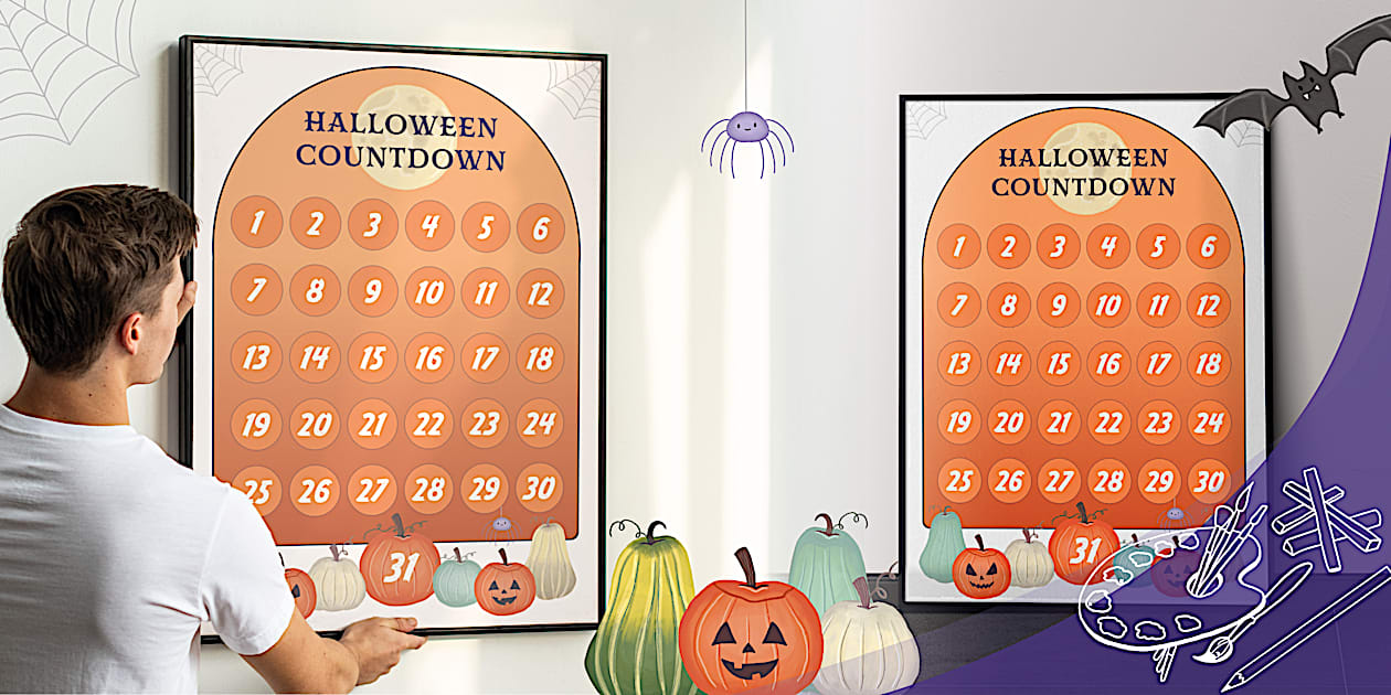 Halloween Countdown Pumpkin-Themed Calendar Poster - Twinkl