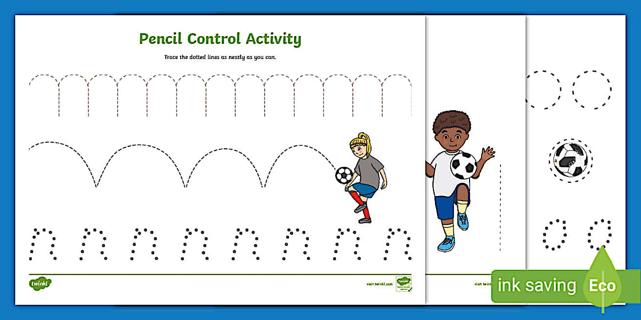 Football World Cup Pencil Control Worksheets