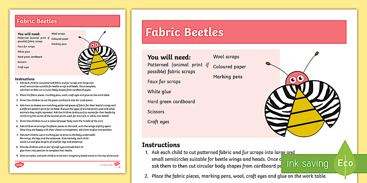 Fabric Beetles Activity - Insect Craft Printable Resource