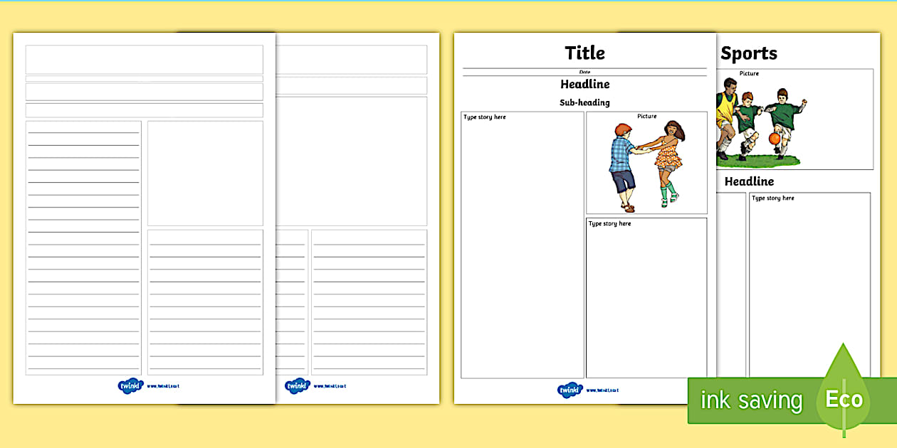 Black and White Class Newspaper Writing Template - Twinkl