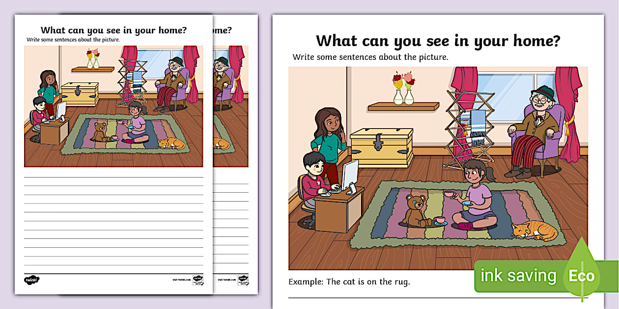 At Home Scene Writing Stimulus Picture Worksheet / Worksheet, worksheet