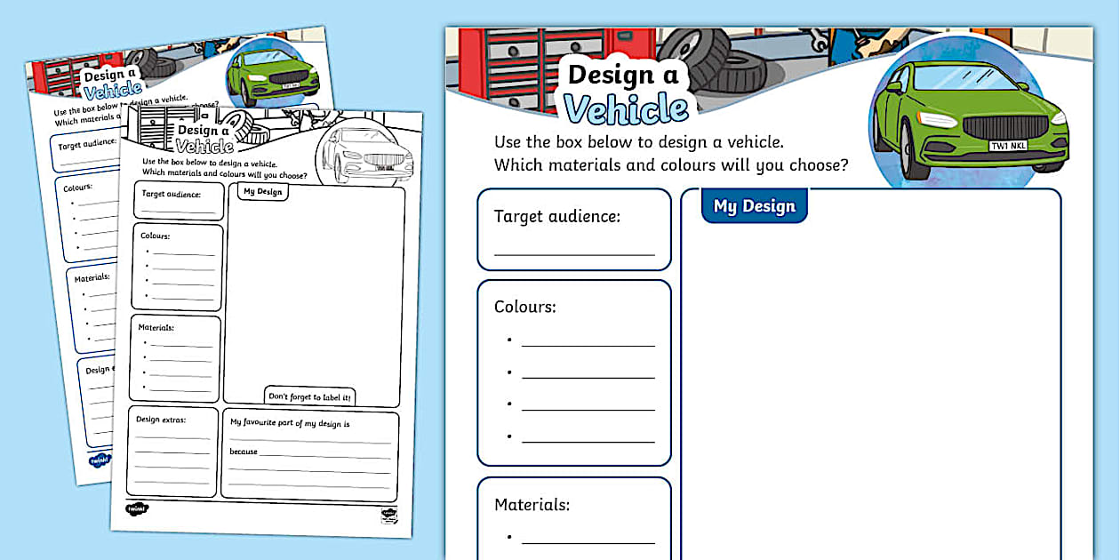 Design a Vehicle Activity Sheet (teacher made) - Twinkl