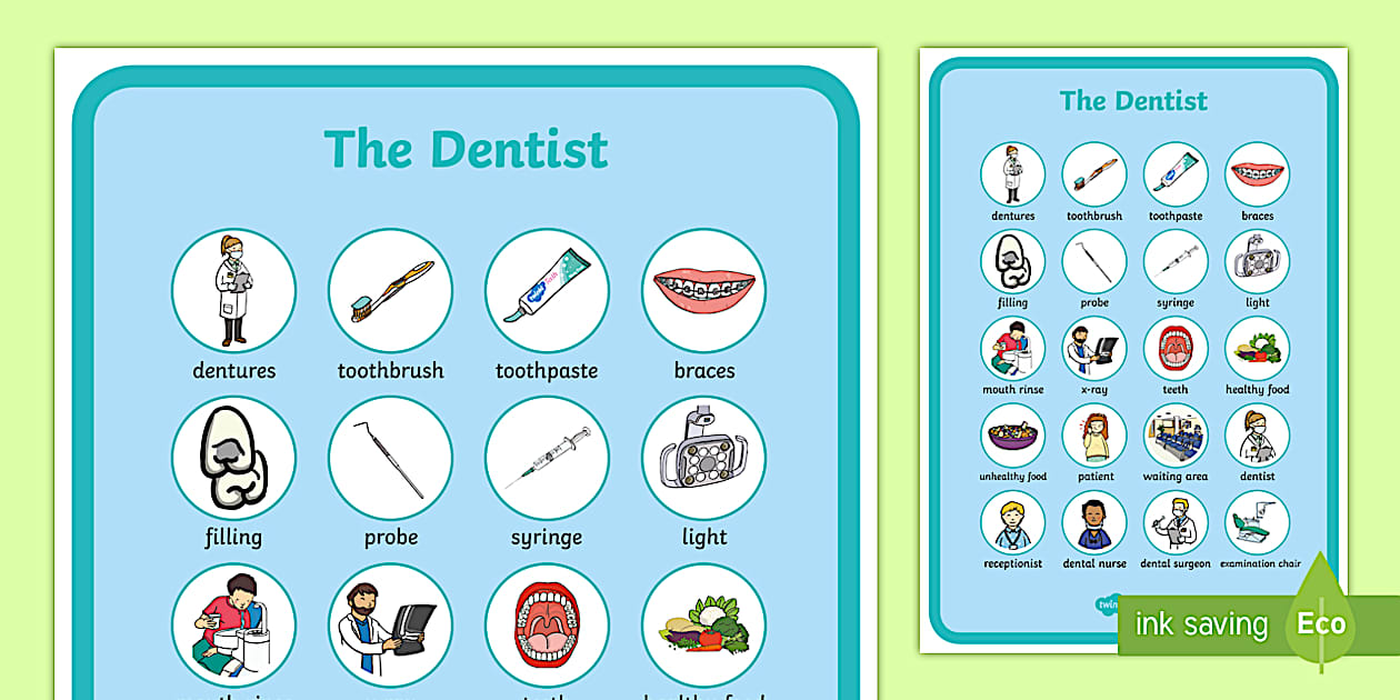 The Dentist Aistear Vocabulary Poster - Twinkl