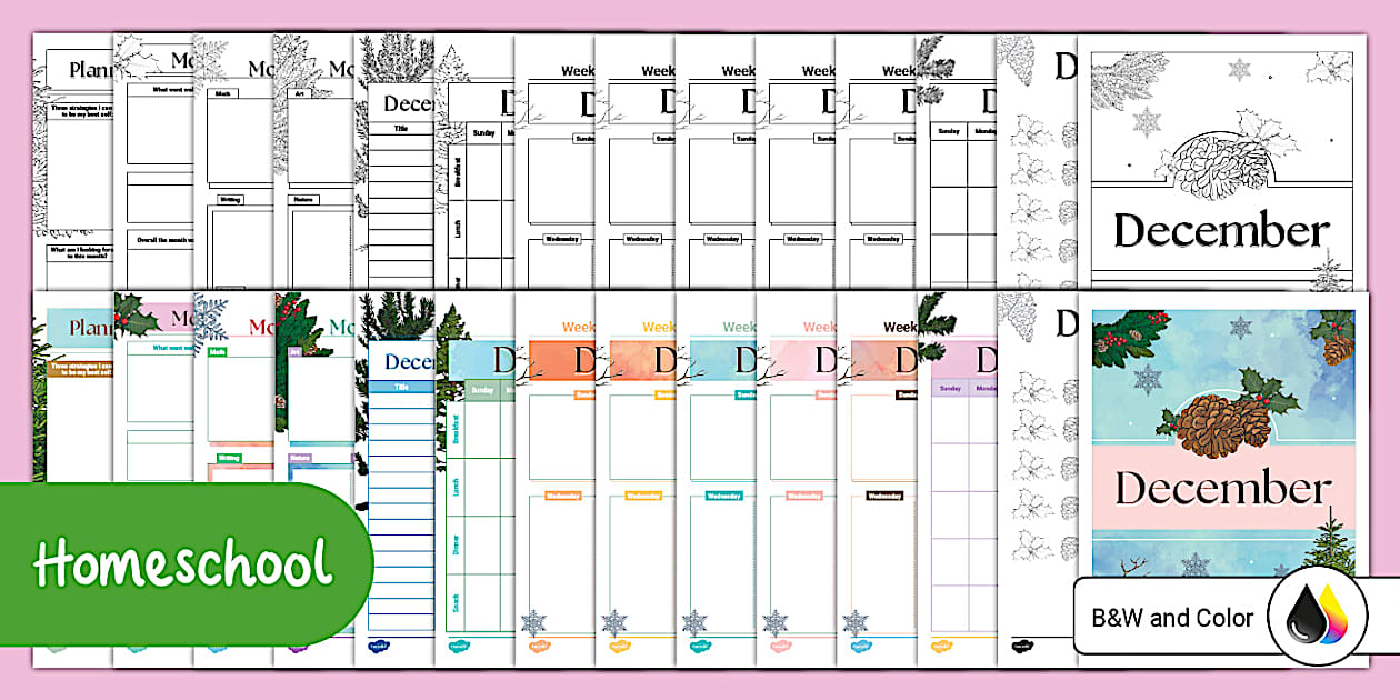 Printable December Homeschool Planner Pages | Twinkl USA
