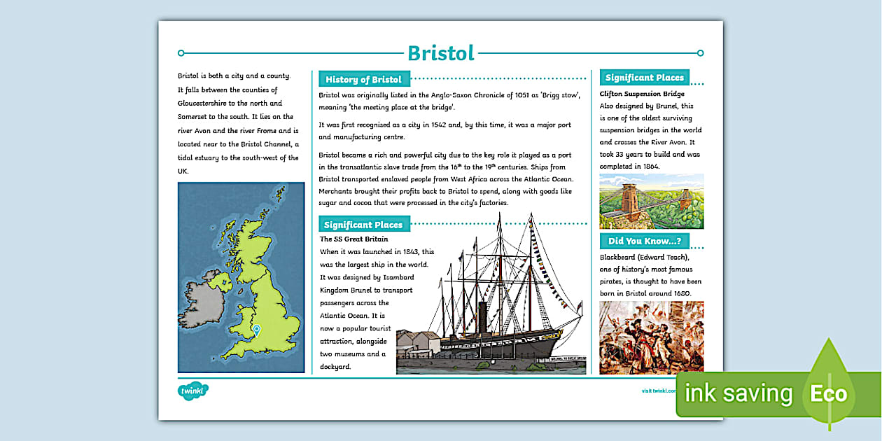 Bristol Local History Fact File - KS2 (teacher made)