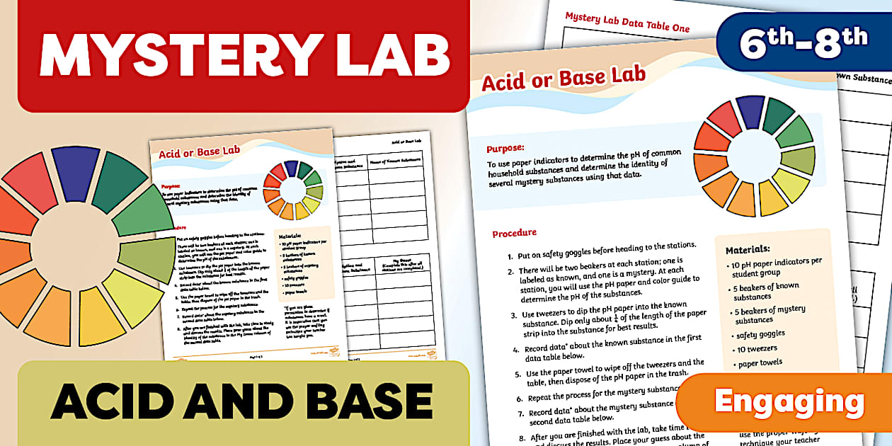 Acid and Base Mystery Lab for 6th-8th Grade - Twinkl