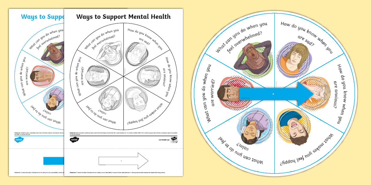Ways to Support Good Mental Health Spinning Wheel - Twinkl