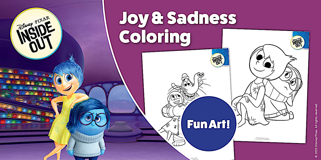 Inside Out: Joy and Sadness Coloring Page (Teacher-Made)