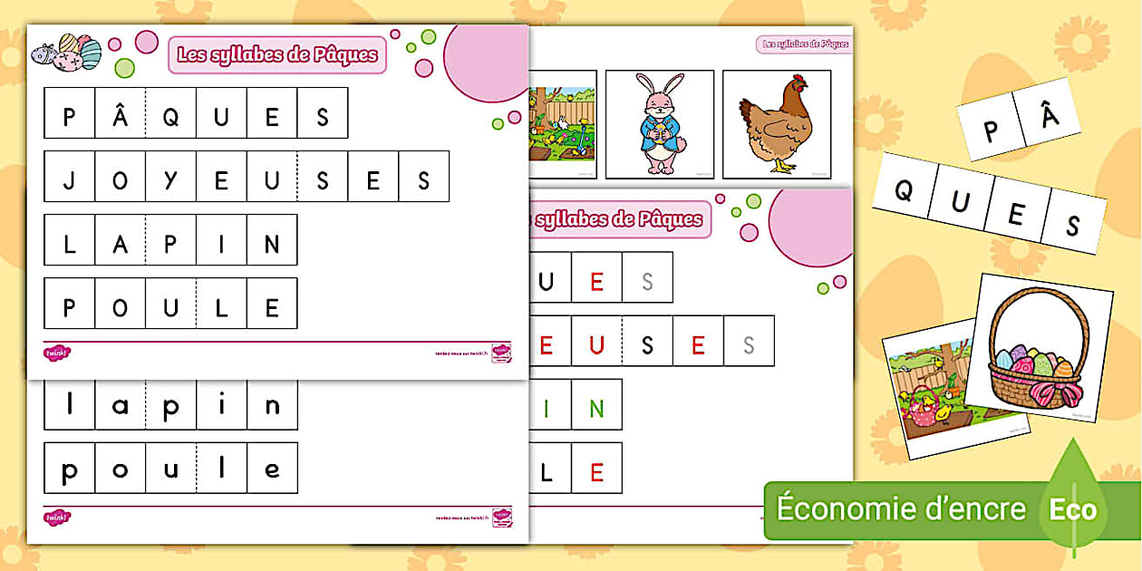Phonologie et syllabes de Pâques (teacher made) - Twinkl