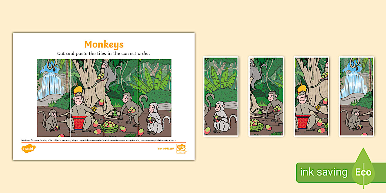 Monkeys Puzzle Strips (professor feito) - Twinkl