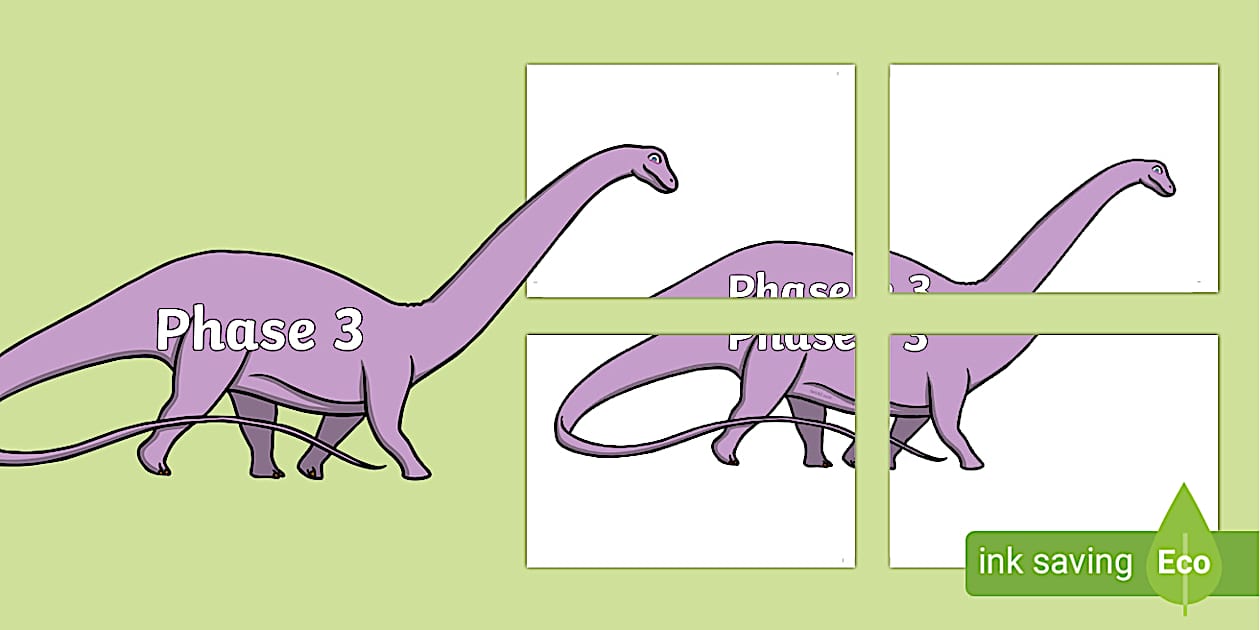 Black and White Phase 3 Cut-Out Display Dinosaur - Twinkl