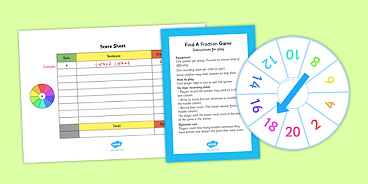 Find A Fraction Game (teacher made) - Twinkl