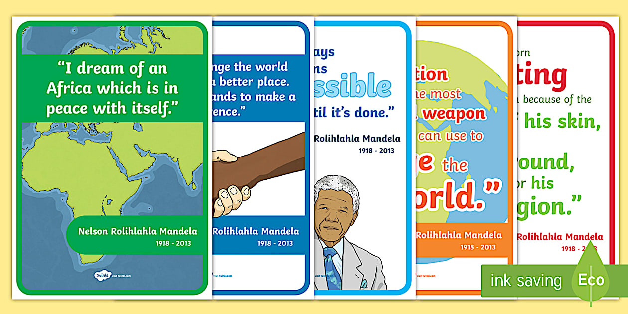 Nelson Mandela Simple Inspiring Quotes Display Posters