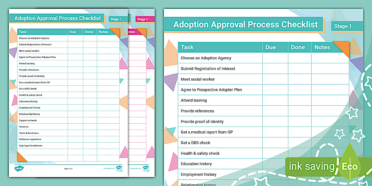 Adoption: Approval Process Checklist (Teacher-Made) - Twinkl
