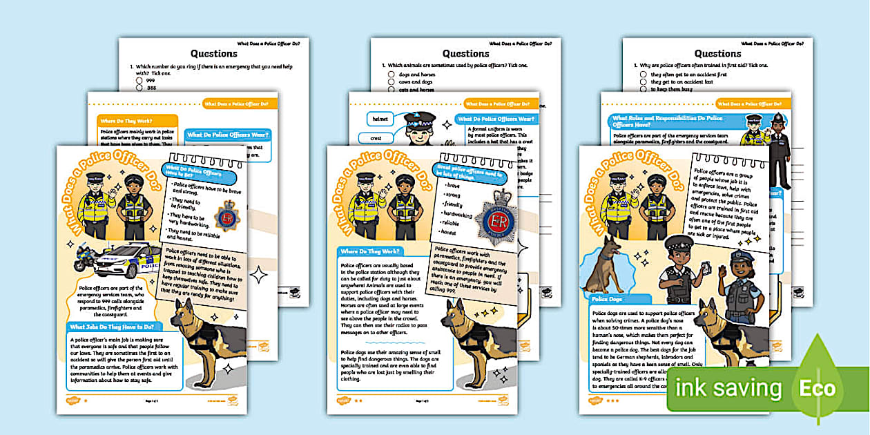 What Does A Police Officer Do? KS1 Reading Comprehension