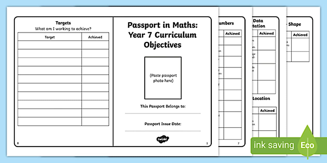 Editable Year 7 Passport in Maths: Australian Curriculum Checklist