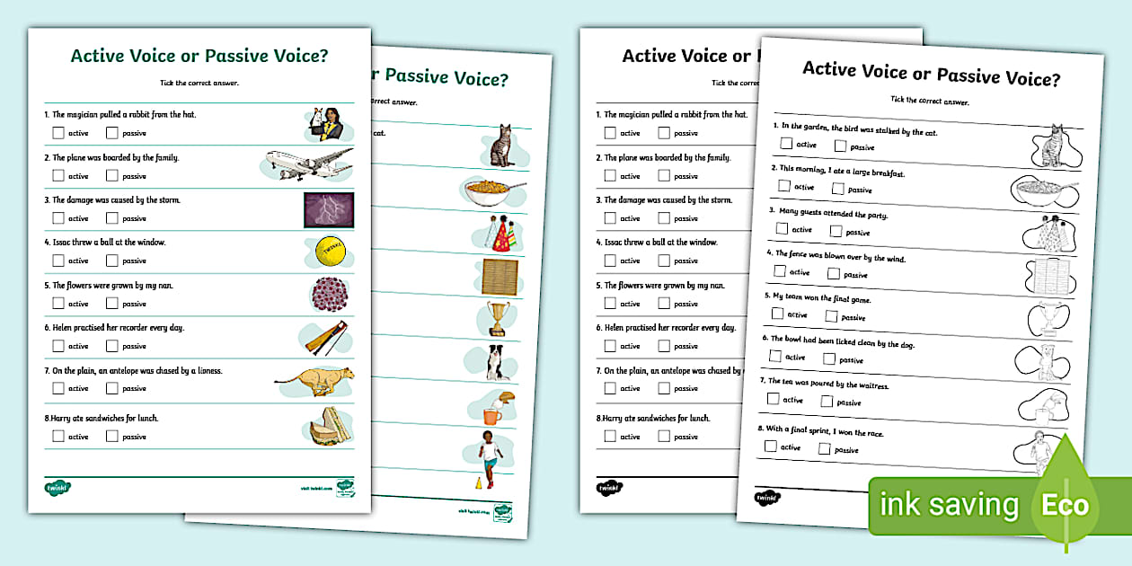 Active Voice or Passive Voice Paper Quiz - Twinkl