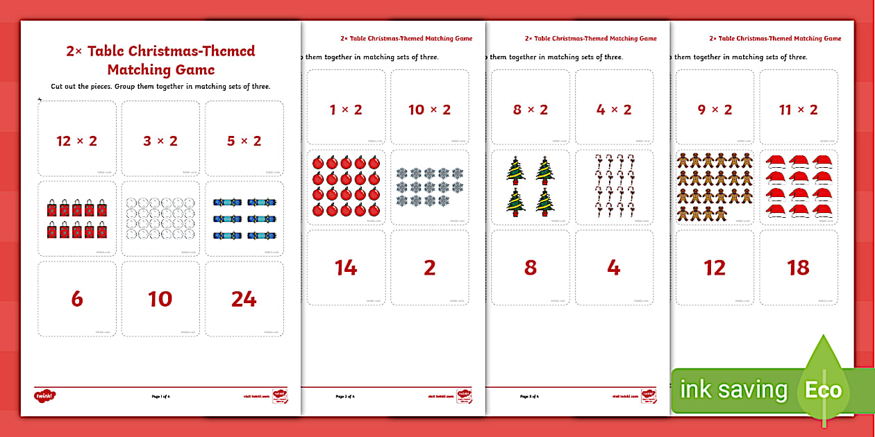 👉 2x Table Christmas-Themed Matching Game - Twinkl