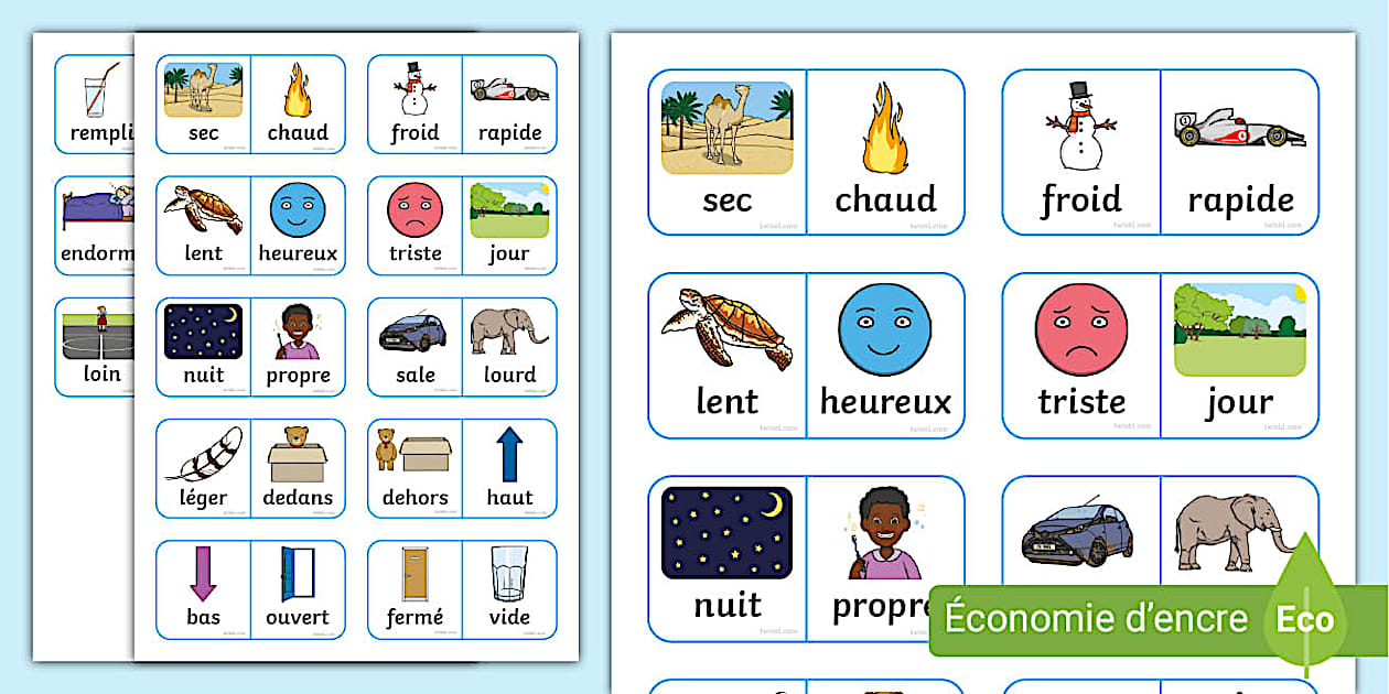 Jeu de dominos avec antonymes du quotidien (teacher made)