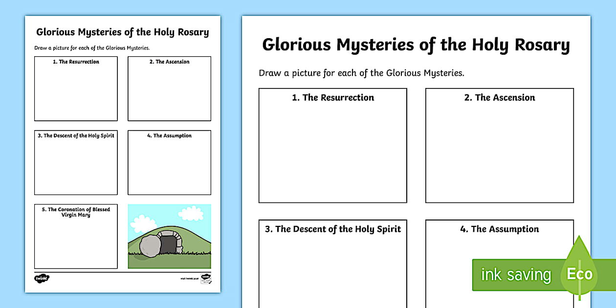 Editable The Glorious Mysteries of the Holy Rosary Worksheet