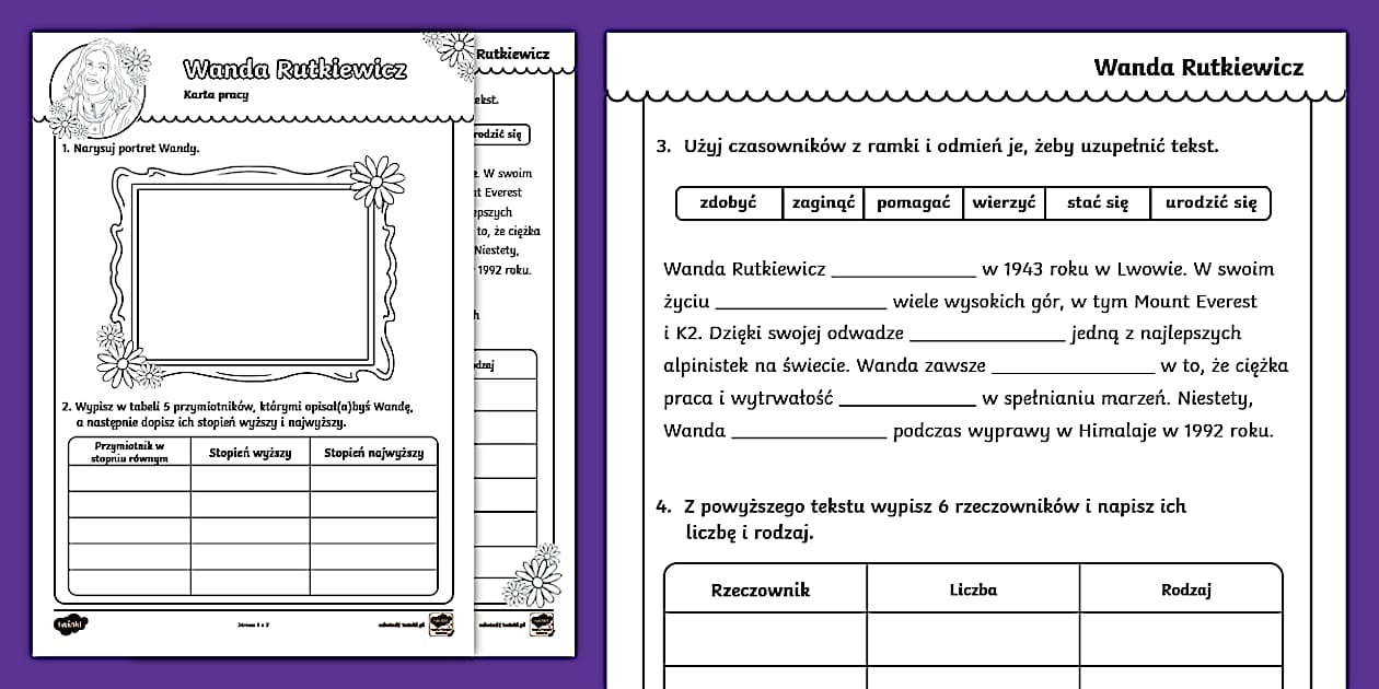 Wanda Rutkiewicz | Karta pracy | Pionierki (teacher made)