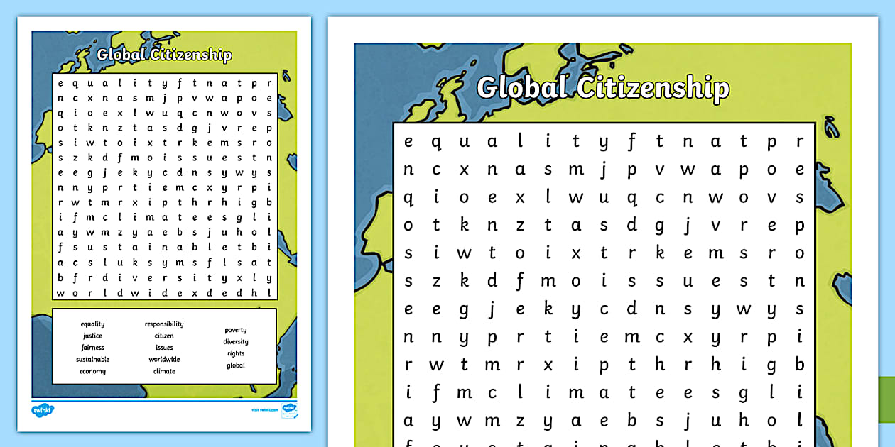 Global Citizenship Keywords Word Search (Teacher-Made)