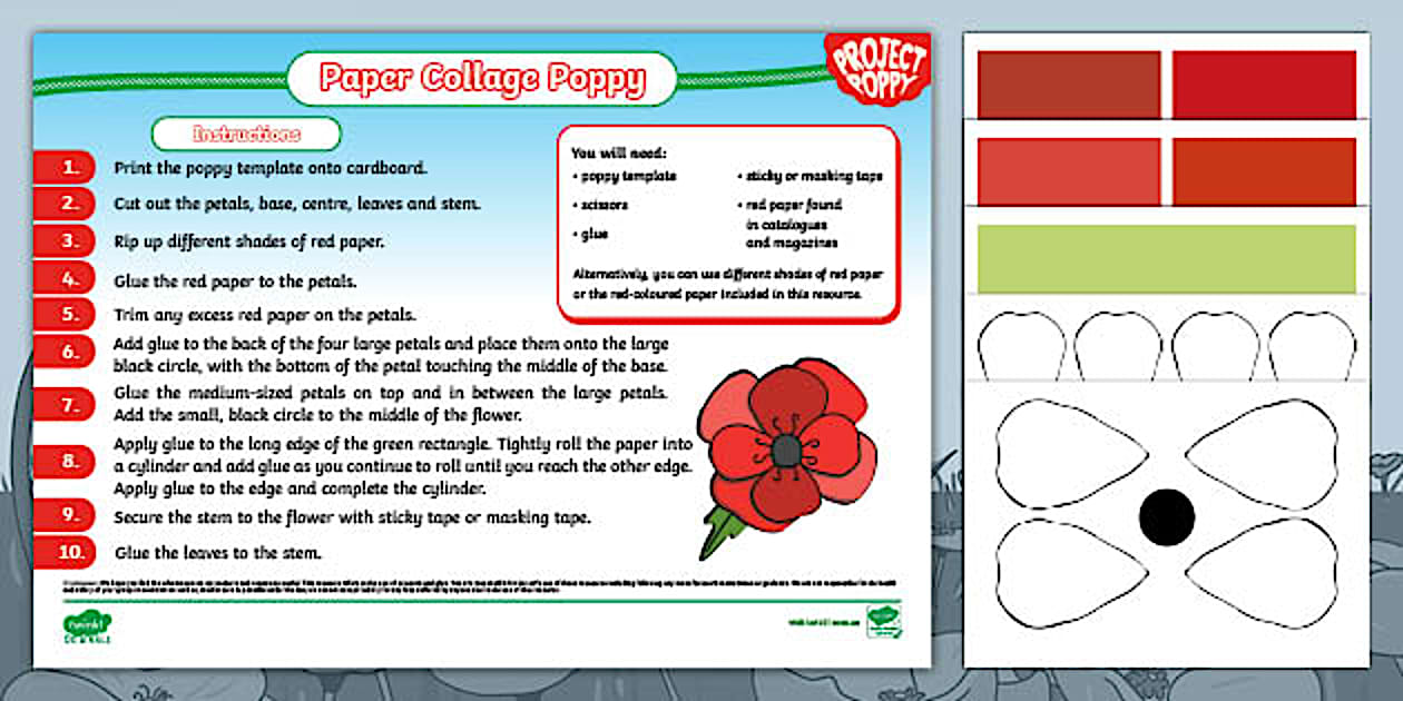 Project Poppy – Paper Collage Poppy - Anzac Day - Twinkl