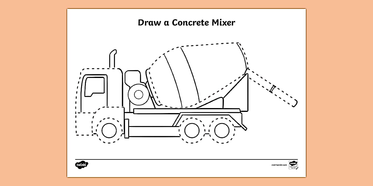 Draw a Concrete Mixer Pencil Control Activity (Teacher-Made)