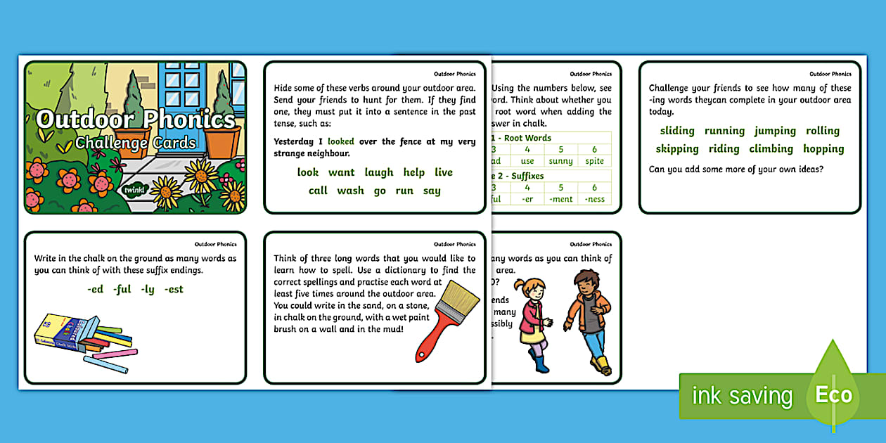 Phase 6 Outdoor Phonics Challenge Cards - Twinkl