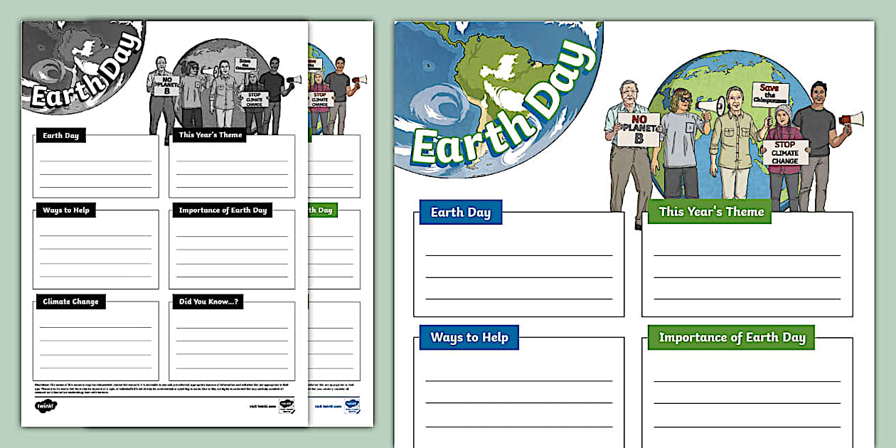 Earth Day Fact File Template (teacher made) - Twinkl
