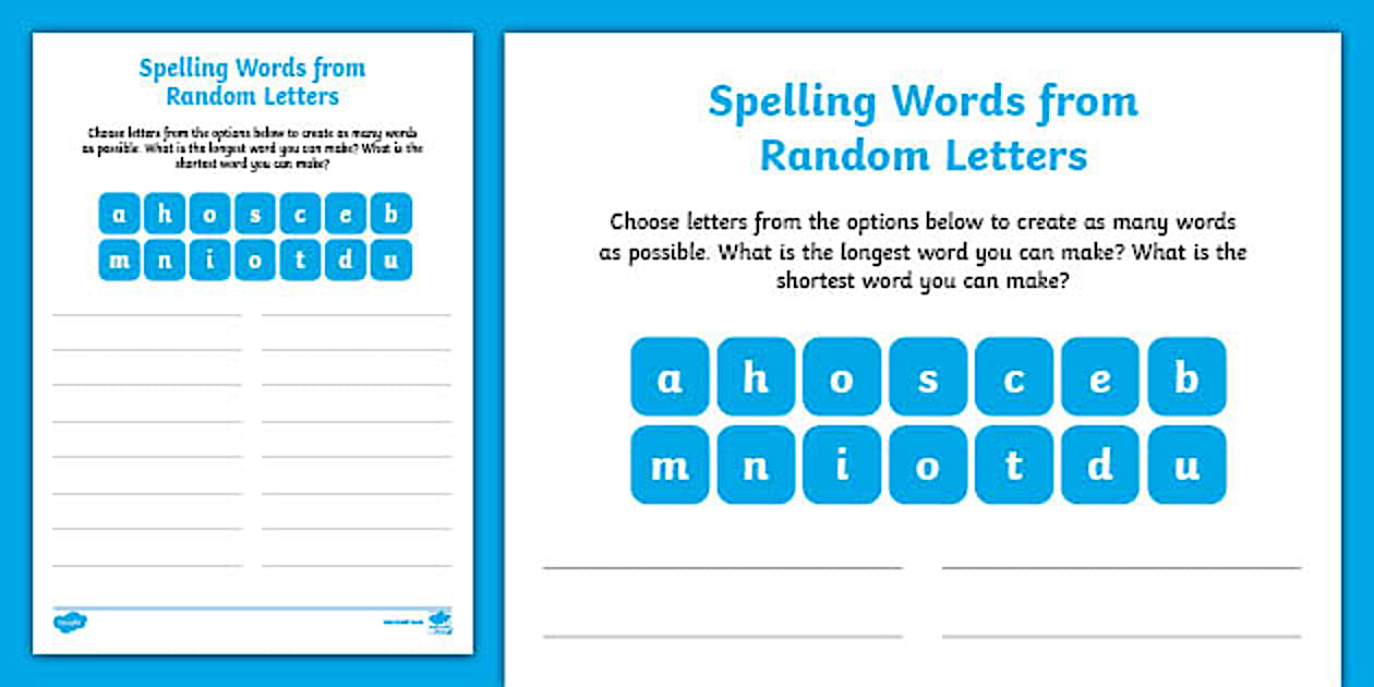 Spelling Words from Random Letters Worksheet - Twinkl