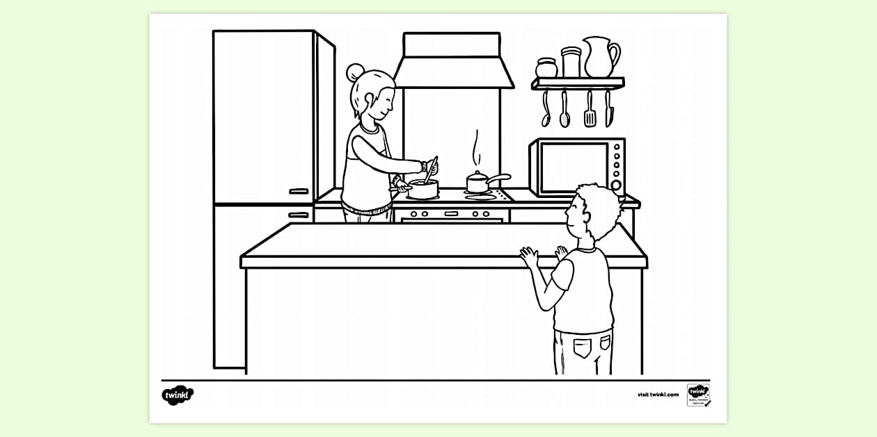 Kitchen Colouring Page | Colouring Sheets