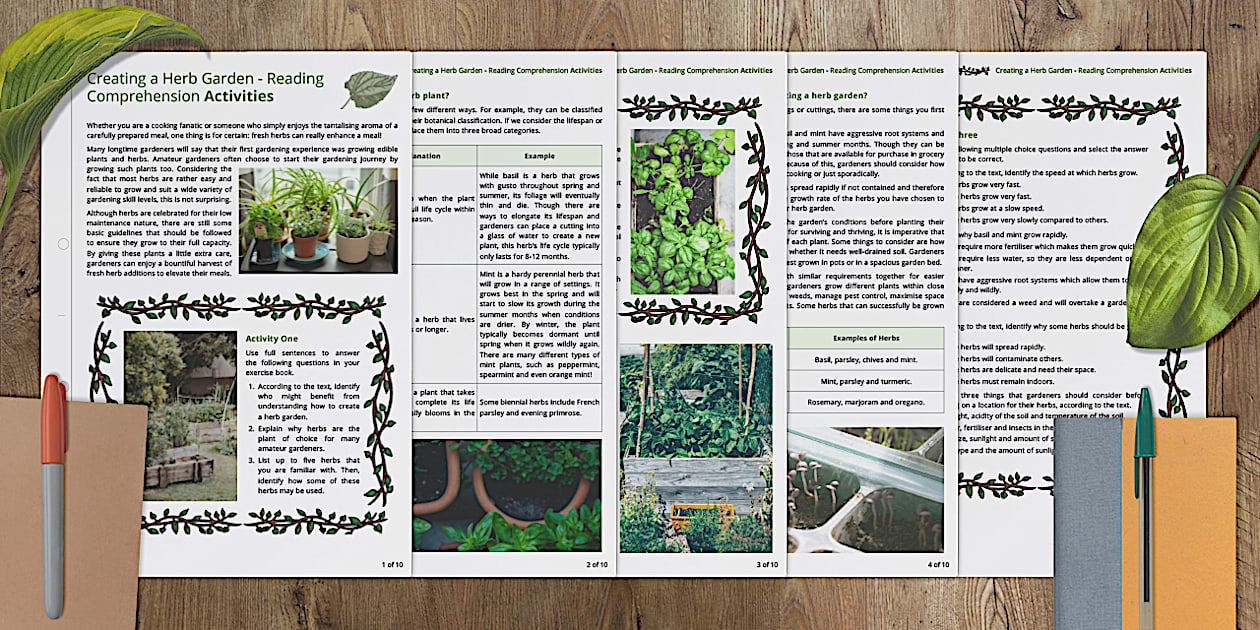 How to Create a Herb Garden - Reading Comprehension - Twinkl