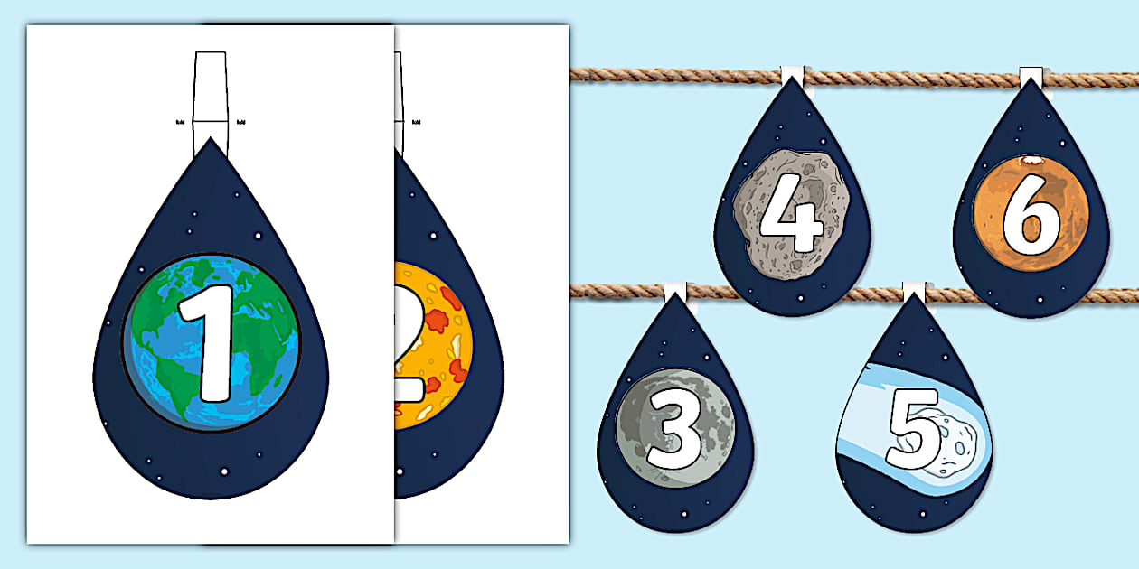 Space-Themed Numbers 1-10 Display Bunting (teacher made)