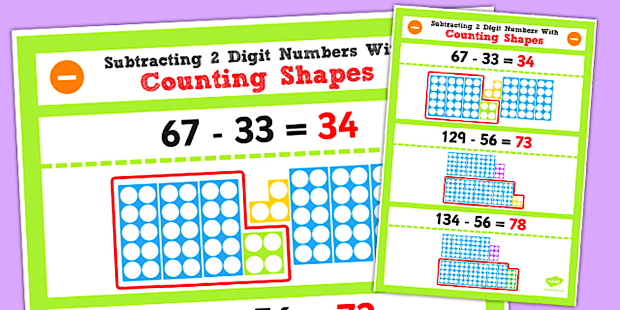Year 2 Subtracting 2 2 Digit Numbers Tens Using Counting Shapes