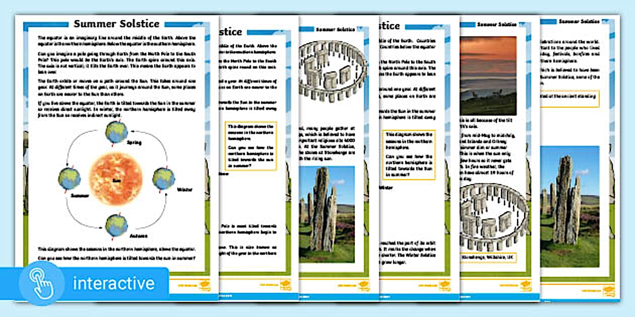 Interactive PDF: Summer Solstice Differentiated Reading Comprehension ...