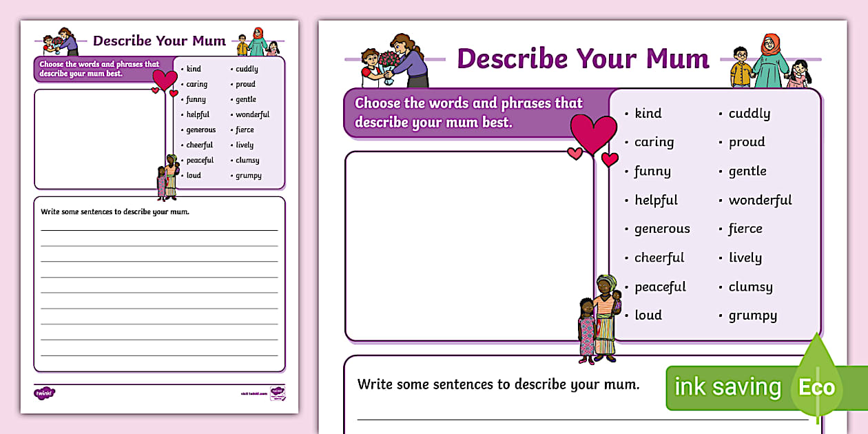 Describe Your Mum Activity (teacher made) - Twinkl