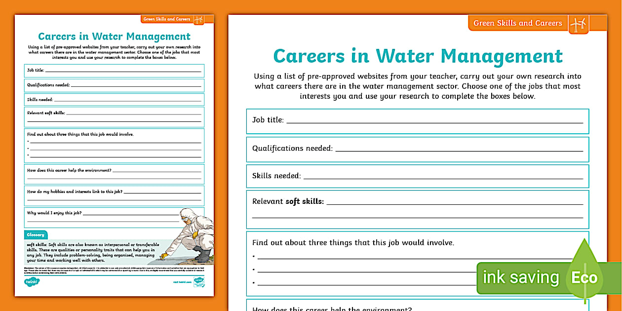 Careers in Water Management Research Activity - KS2 - Twinkl