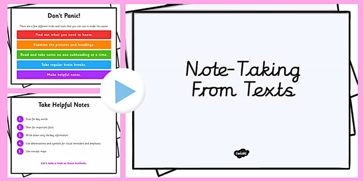 Taking Notes From a Book Presentation (teacher made)