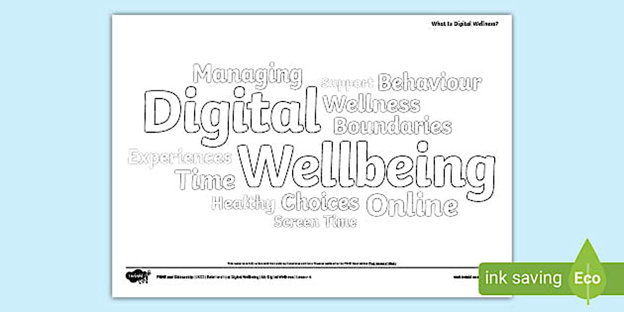 My Digital Wellness LKS2 Colouring Sheet - PSHE resources