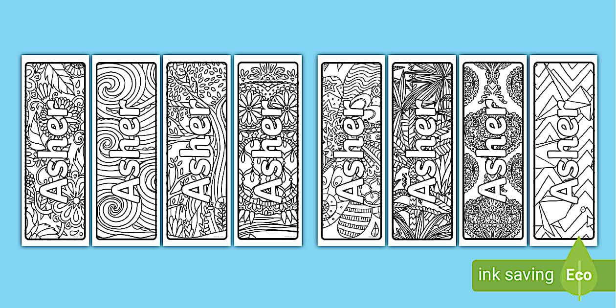 Asher Mindfulness Name Colouring Bookmarks | Twinkl | KS1