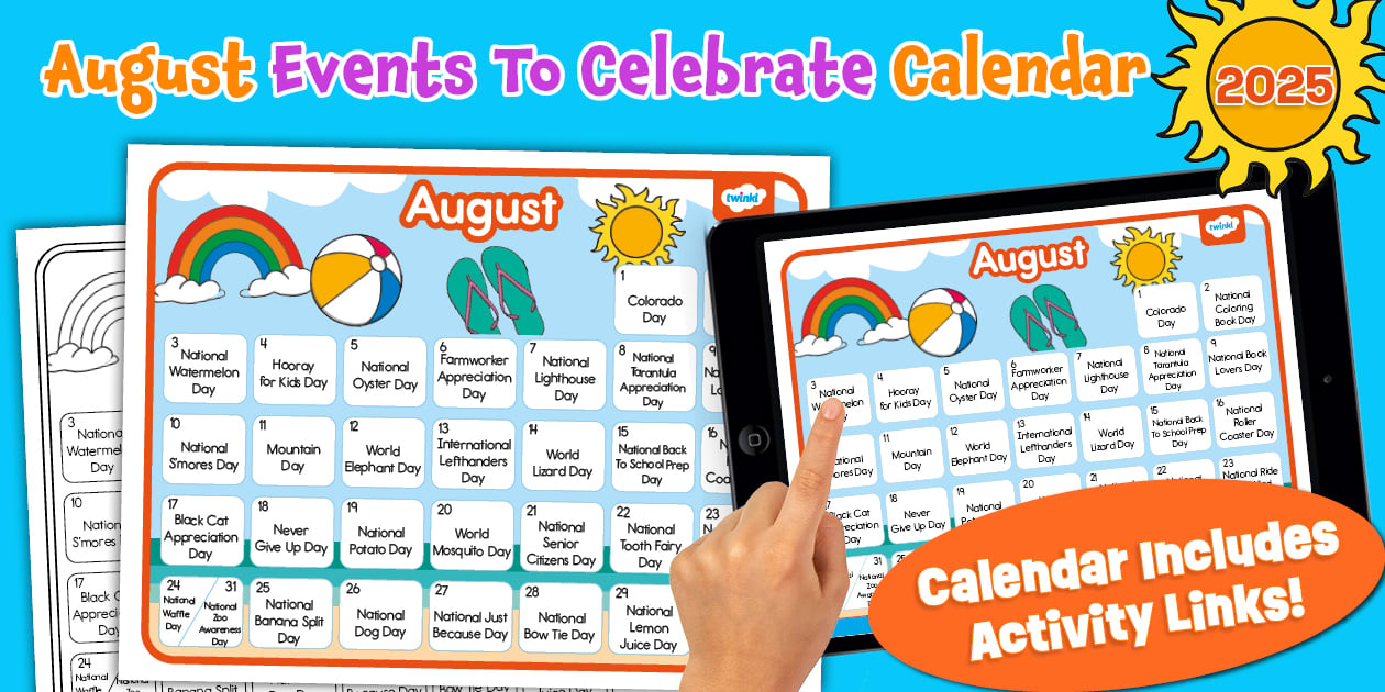 August Events To Celebrate Calendar and Activities