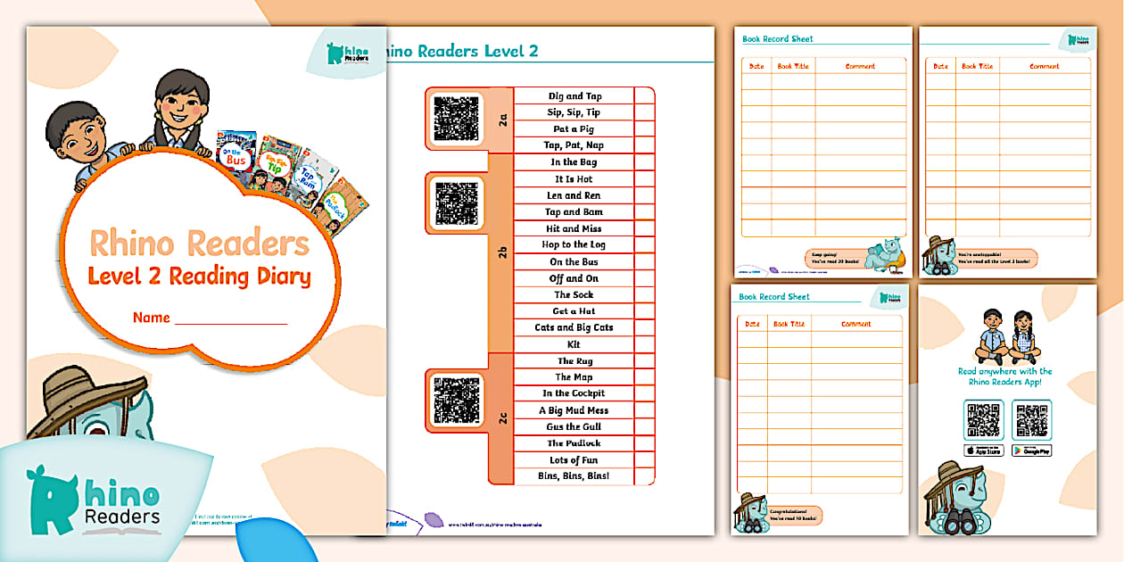 Rhino Readers Reading Diary - Level 2 (teacher made)